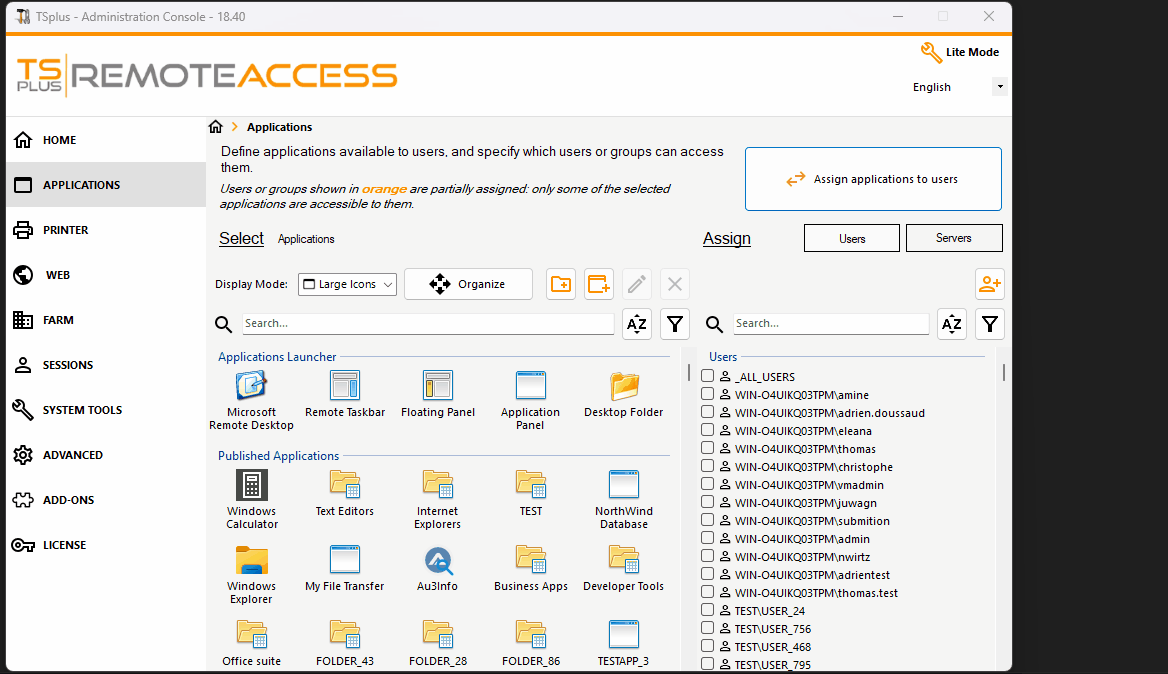 Remote Access - "Applications" section revamp